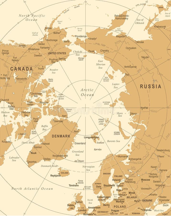 Arctic Map - Vintage Vector Illustration Stock Illustration ...