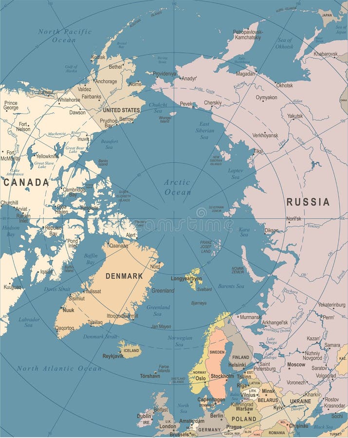 Arctic Map - Vintage Vector Illustration Stock Illustration ...