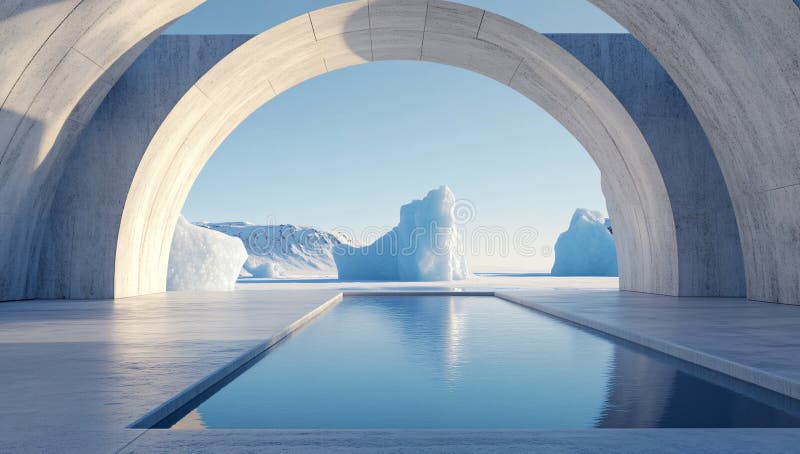 Arctic Minimalist Architecture Pool Icebergs High Quality Image Stock ...
