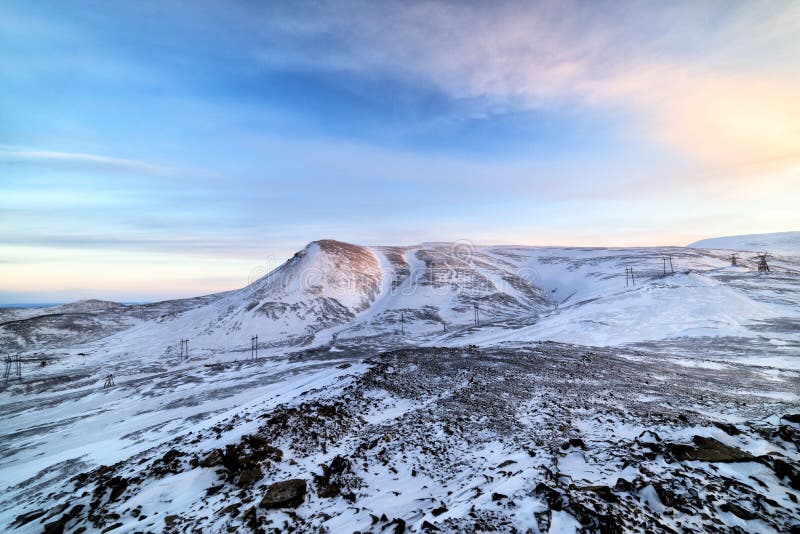 Arctic mountain landscape. stock image. Image of winter - 85881877
