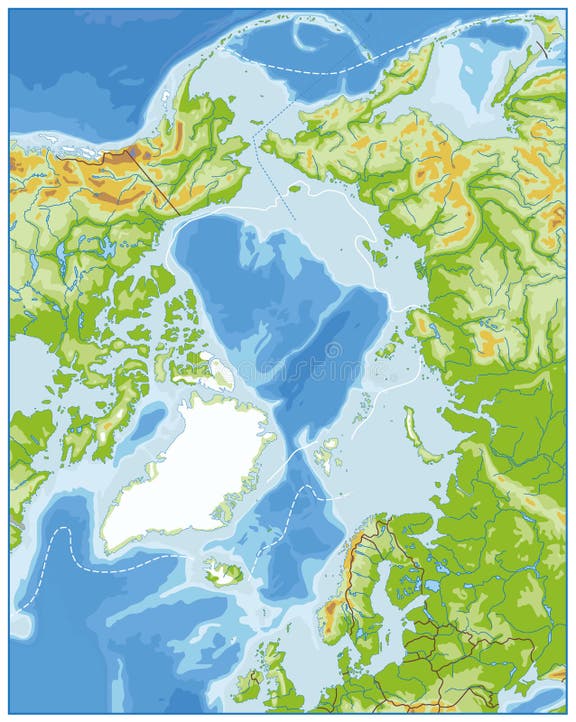 Arctic Ocean Physical Map. No Text Stock Vector - Illustration of ...