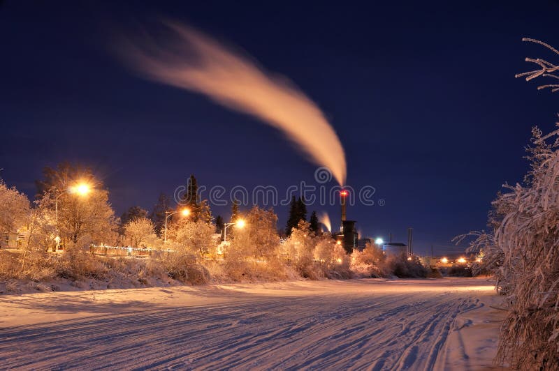 Arctic Power at Night in the Winter Stock Image - Image of blue ...