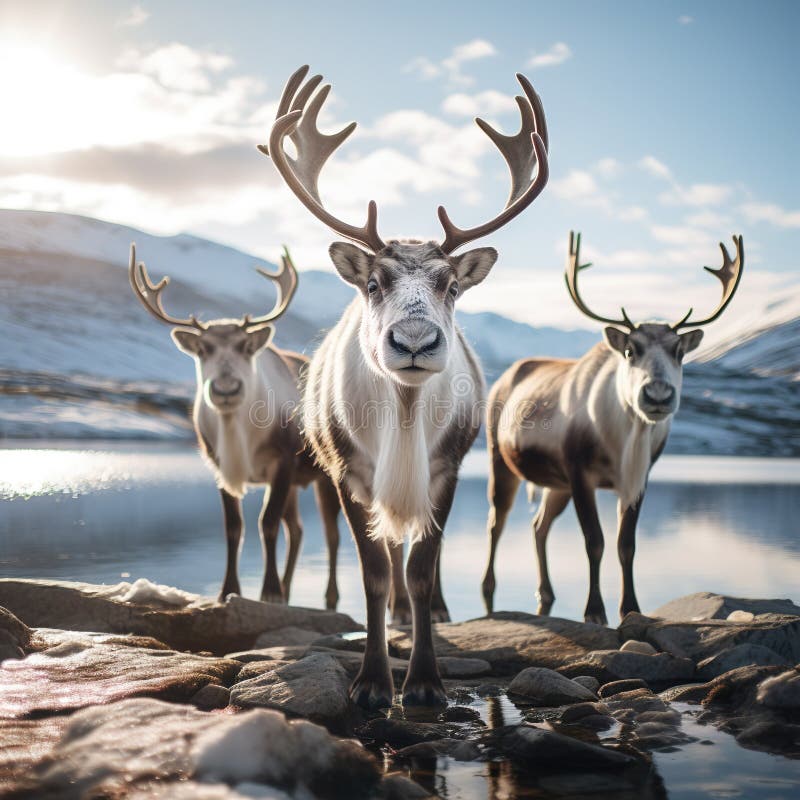 Ai Generated Illustration Wildlife Concept of Arctic Reindeers Stock ...