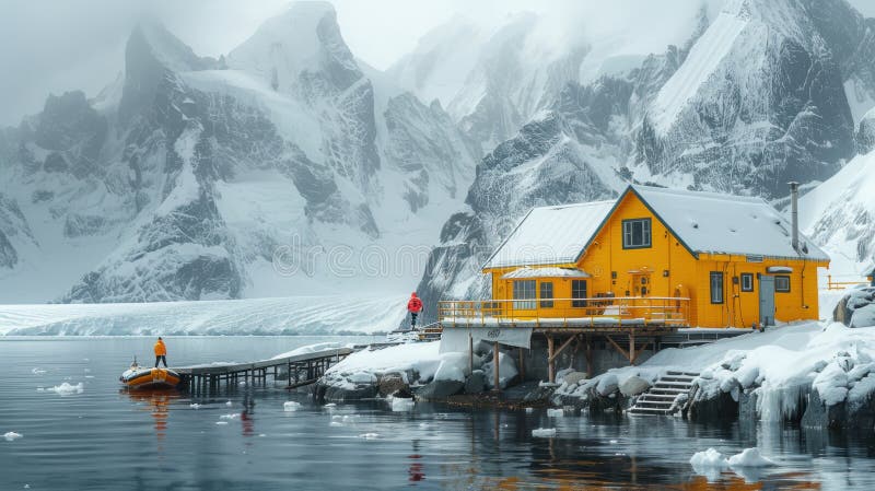 Arctic Research. a Research Scientist in Warm Winter Clothes at a ...