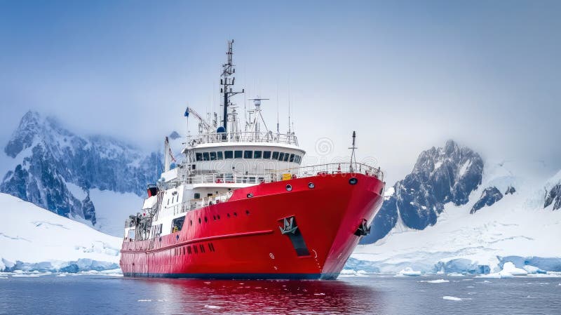 Arctic Research Ship on Ice Stock Image - Image of exploration, cold ...