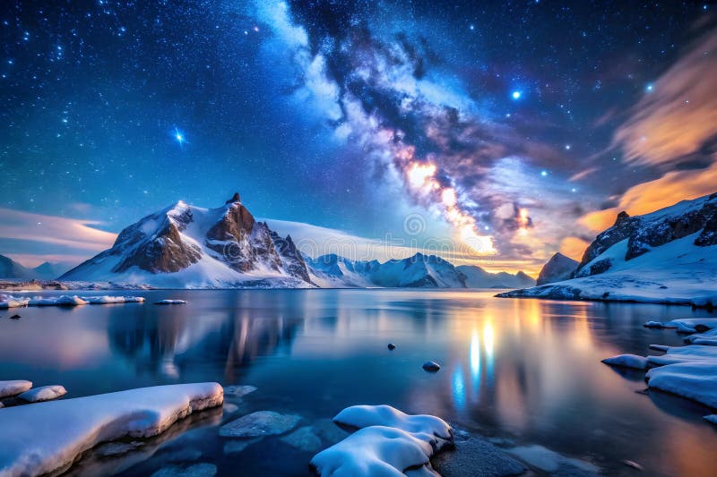 Arctic Sunrise with a Celestial Display Stock Photo - Image of midnight ...