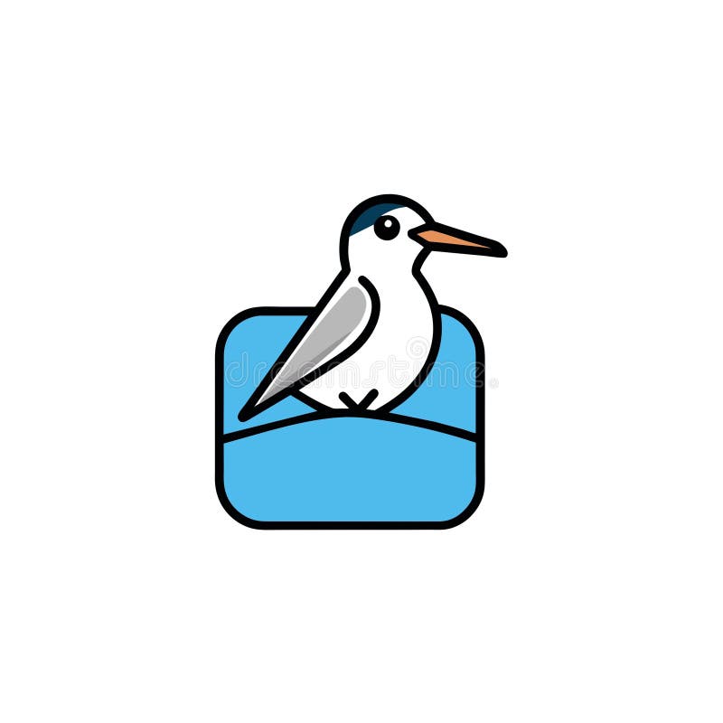 Arctic Tern Bird Sits Icon Vector Illustration Stock Vector - Illustration of sticker, simple ...