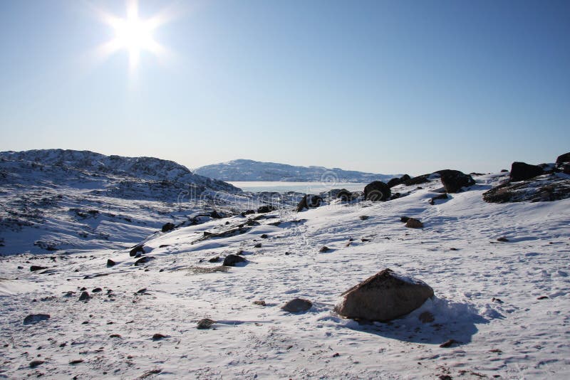 Frozen Sea and Arctic Tundra, Greenland Stock Photo - Image of climate ...