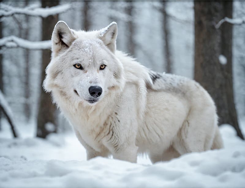 Arctic Wolf in the Frozen North Stock Illustration - Illustration of ...