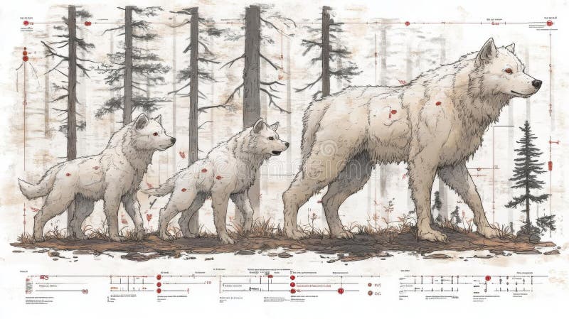 Arctic Wolf Growth Chart, Size & Development Stock Illustration ...
