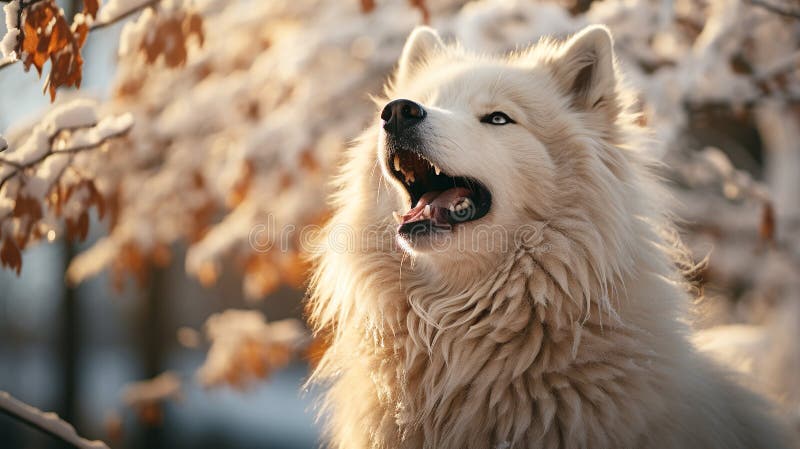 Arctic Wolf Howling Purebred Dog Standing Still Stock Illustration ...