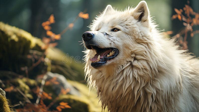 Arctic Wolf Howling Purebred Dog Standing Still Stock Illustration ...