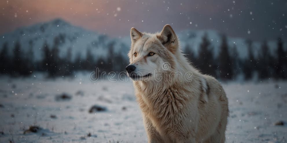 Arctic Wolf Howling in the Snowy Landscape. Stock Photo - Image of ...