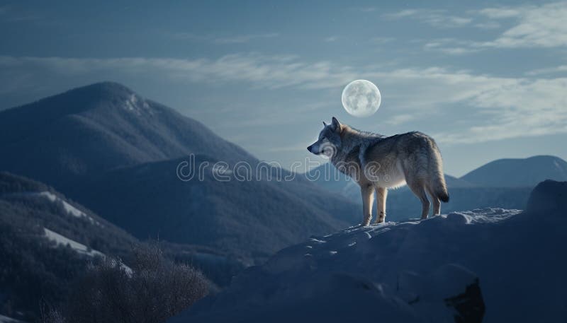 Arctic Wolf Howling, Purebred Dog Standing Still Generated by AI Stock ...