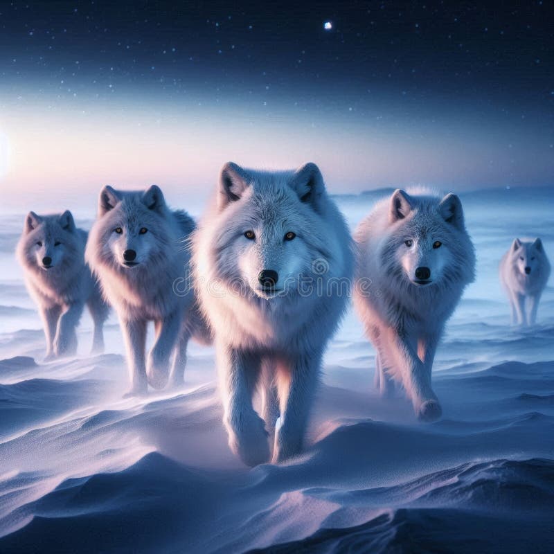 Arctic Wolves on the Hunt stock illustration. Illustration of endurance ...
