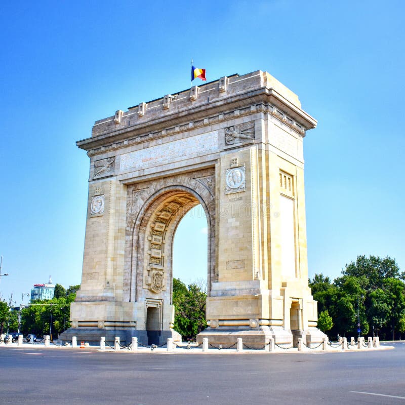Arcul De Triumf stock photo. Image of phone, shot, bucharest - 86306072