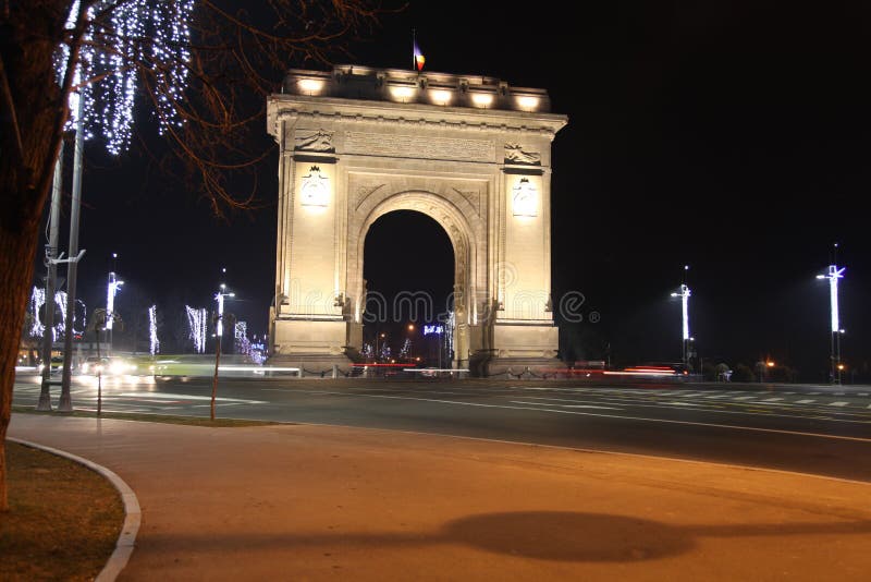 Arcul De Triumf stock photo. Image of phone, shot, bucharest - 86306072