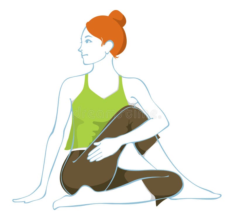 Pose Ardha Matsyendrasana Stock Illustrations – 132 Pose Ardha ...
