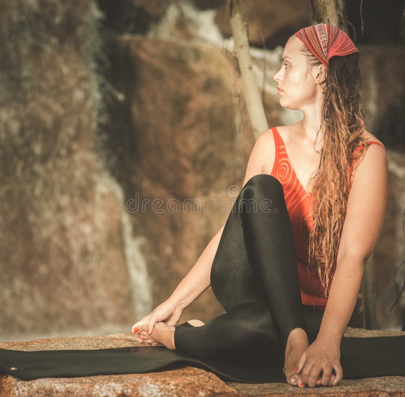 Ardha Matsyendrasana stock image. Image of asana, lifestyle - 50884809