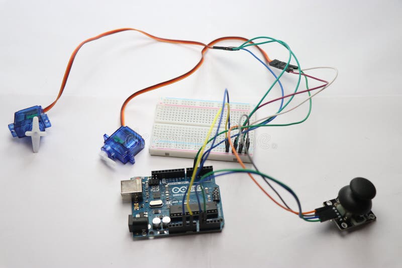 Arduino Uno Board Connected To Micro Servo and Joystick Using Jumper ...