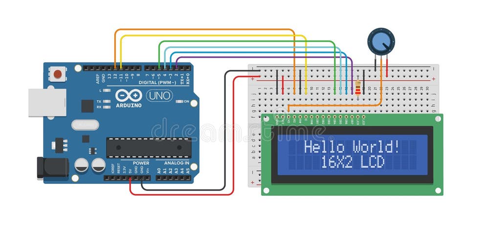Arduino Uno 16X2 LCD Display Circuit. Arduino Project, Homework and ...