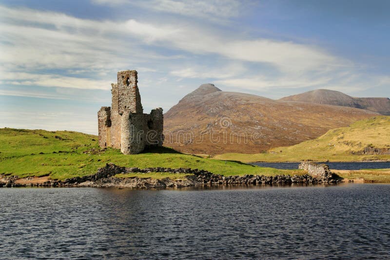 Ardvreck Castle and Loch Assynt Stock Photo - Image of architecture ...