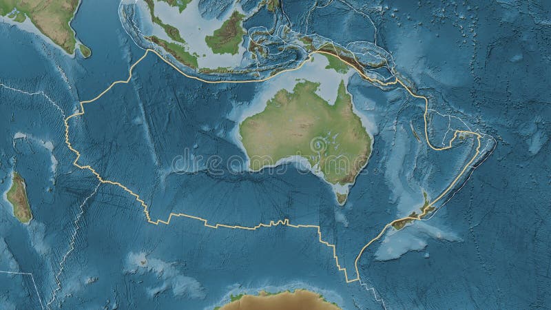 Australian Plate Outlined. Patterson Cylindrical. Topografic Stock ...