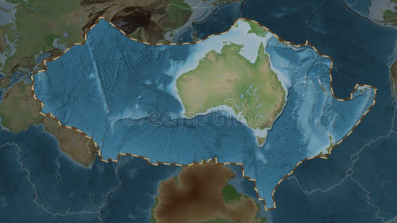 Australian Plate Extracted. Patterson Cylindrical. Topografic Stock ...