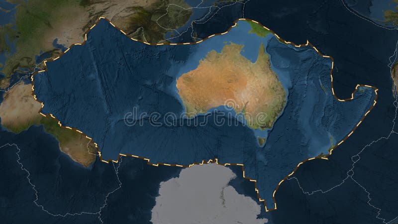 Australian Plate Extracted. Patterson Cylindrical. Satellite Stock ...