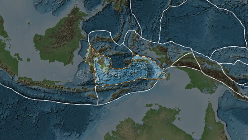 Banda Sea Plate Highlighted. Patterson Cylindrical. Topografic Stock ...