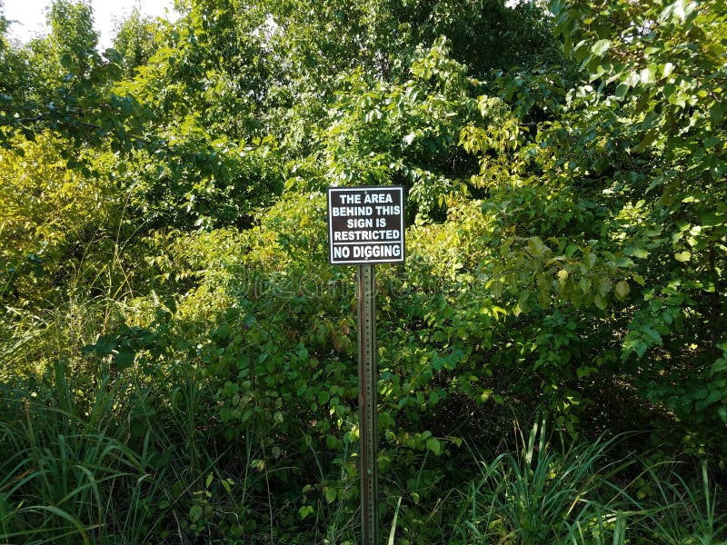 Area Behind this Sign is Restricted No Digging Stock Photo - Image of ...