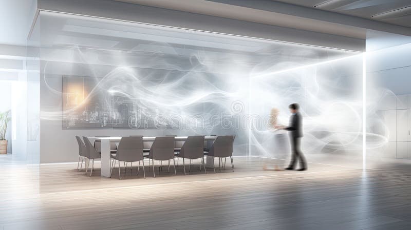 Area Blurred Gray Office Interior Wall Stock Illustration ...