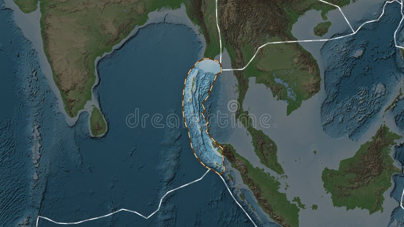 Burma Plate Highlighted. Patterson Cylindrical. Topografic Stock ...