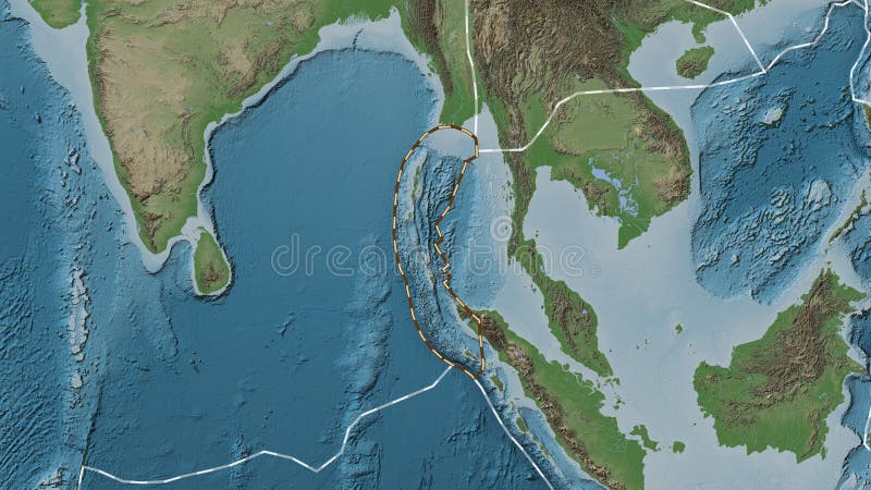 Burma Plate Dashed. Patterson Cylindrical. Topografic Stock ...