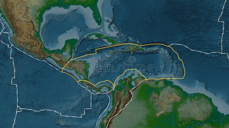 Caribbean Plate Dashed. Fahey. Satellite Stock Illustration ...