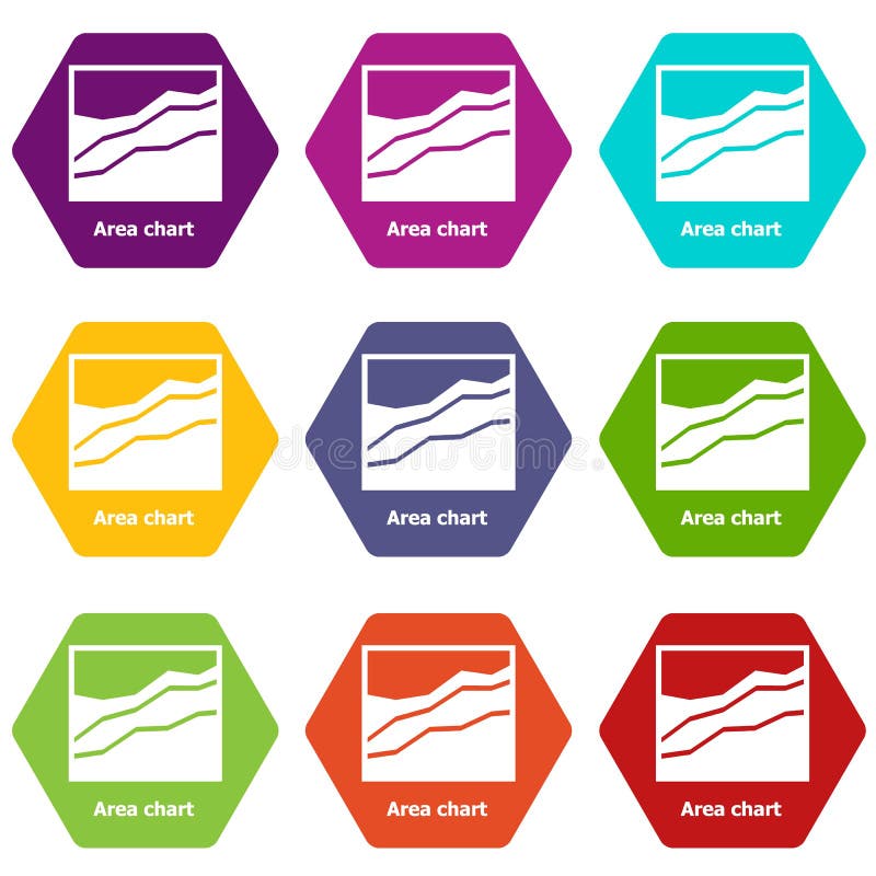 Area Chart Icons Set 9 Vector Stock Vector - Illustration of report ...
