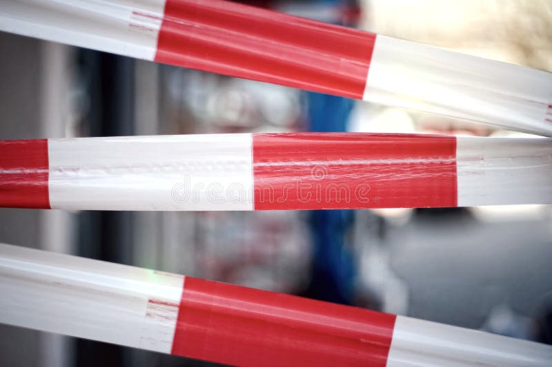 Area Closed with Bright Red and White Barricade Tape. Stock Photo ...