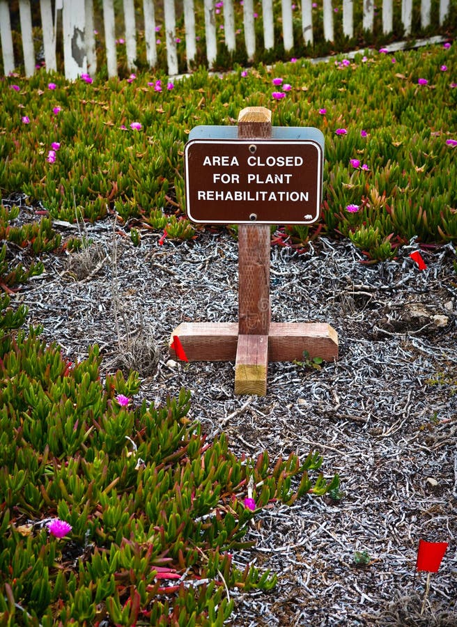 Area Closed For Plant Rehabilitation Sign Stock Photo - Image of ...