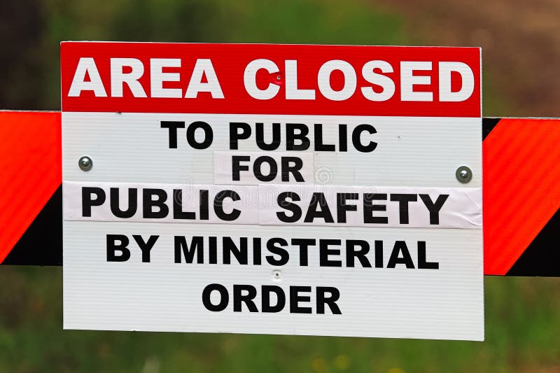 An Area Closed To Public for Safety Sign Stock Photo - Image of post ...