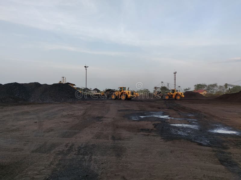 The Area of Coal Stockpile and Jetty Stock Photo - Image of reject ...