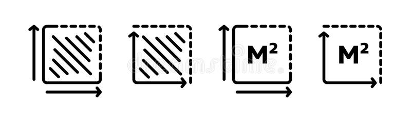 Area and Dimension Icon Set. Square Size Space Plot Room Vector Symbol ...