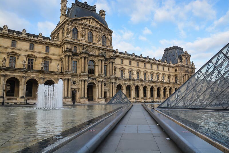 The Area in Front of the Louvre, Summer Morning. Editorial Image ...