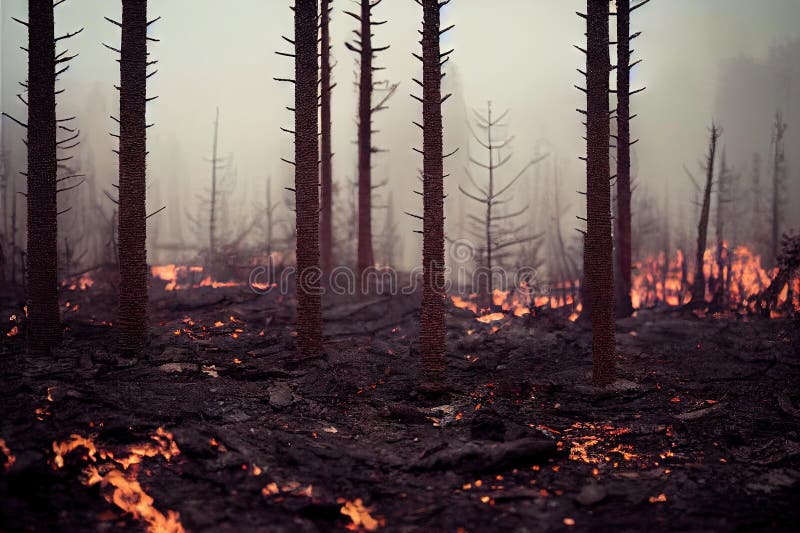 Area of Illegal Deforestation with Fire, Destroying Natural Environment ...