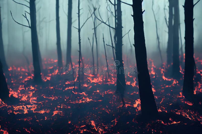 Area of Illegal Deforestation with Fire, Destroying Natural Environment ...