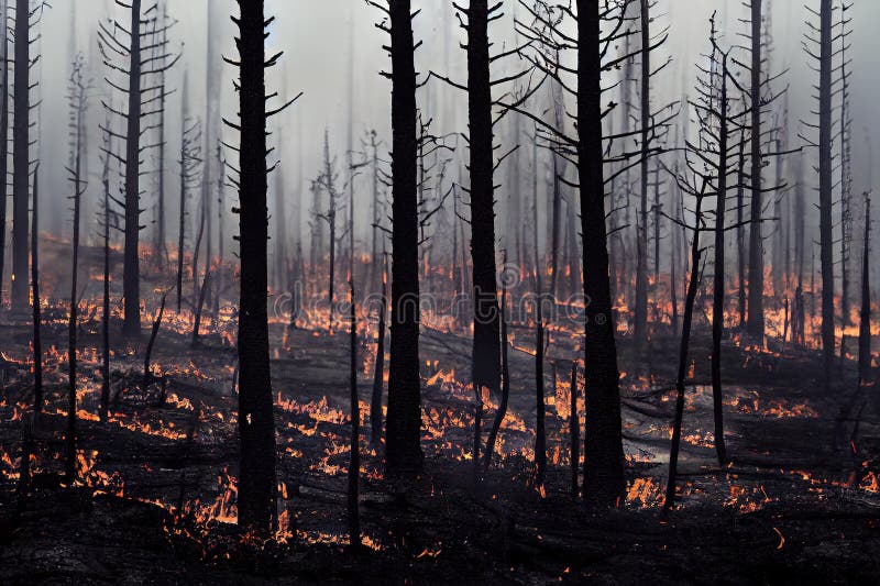 Area of Illegal Deforestation with Fire, Destroying Natural Environment ...