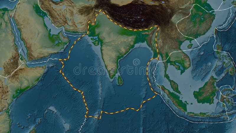 Indian Plate Dashed. Patterson Cylindrical. Physical Stock Illustration ...