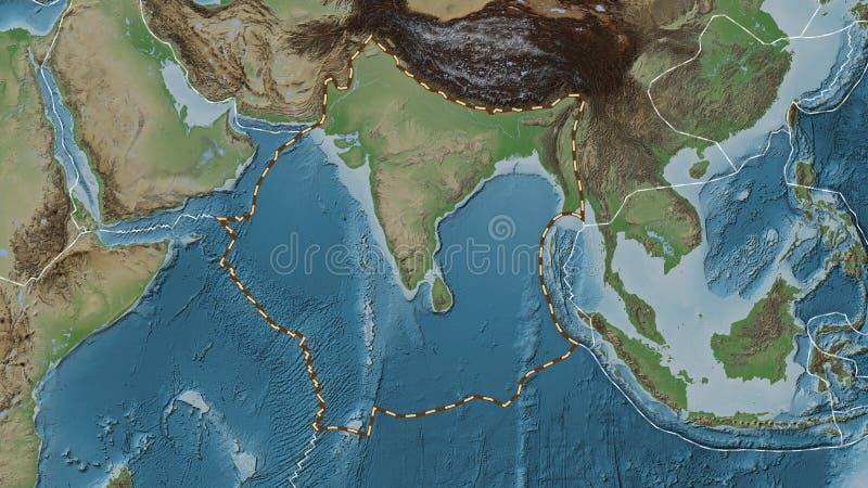 Indian Plate Dashed. Patterson Cylindrical. Topografic Stock ...