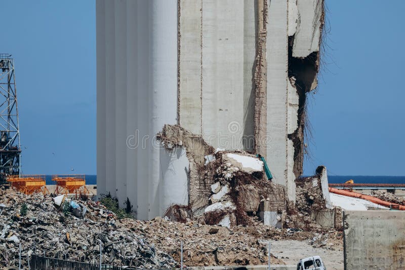 Area of the Massive Explosion in the Port of Beirut Stock Image - Image ...