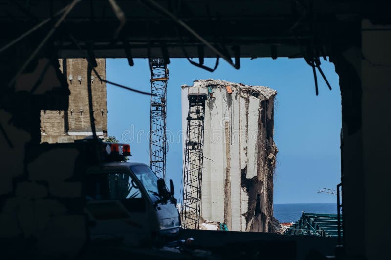 Area of the Massive Explosion in the Port of Beirut Stock Image - Image ...