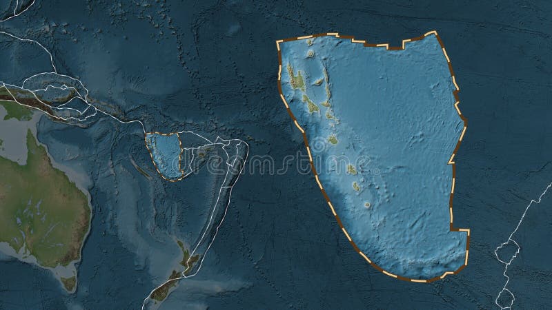 New Hebrides Plate Extracted. Patterson Cylindrical. Topografic Stock ...